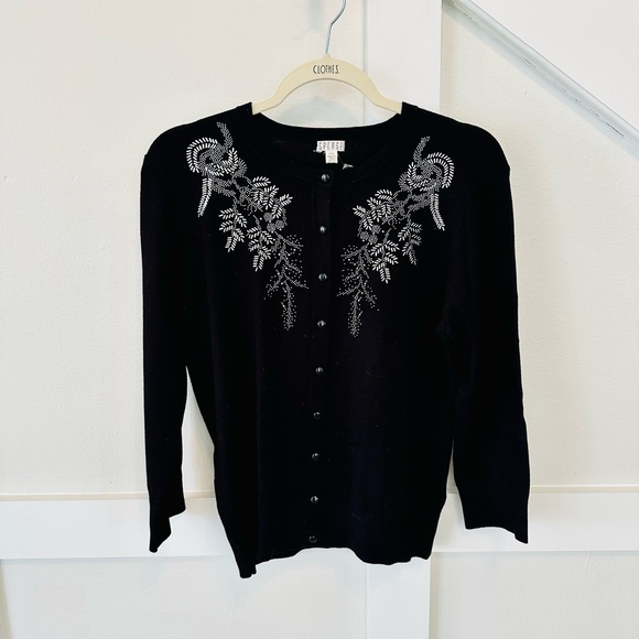 Spense | Sweaters | Black Sequin Embellished Cardigan | Poshmark